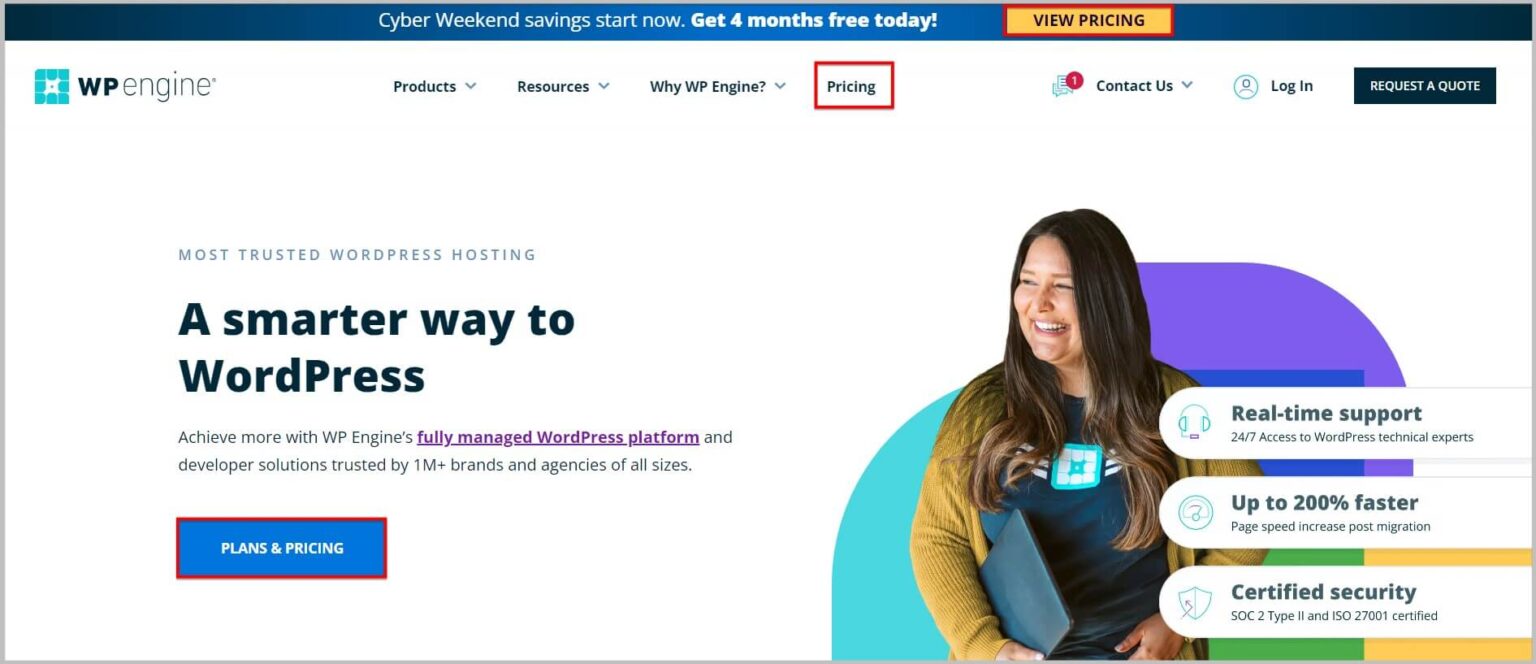 WP Engine Black Friday Sale 2023- Get 20% Discount [4 Months FREE]