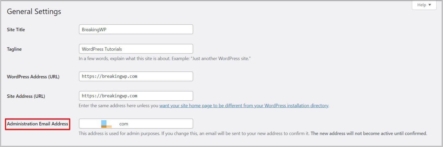How To Change WordPress Admin Email Address